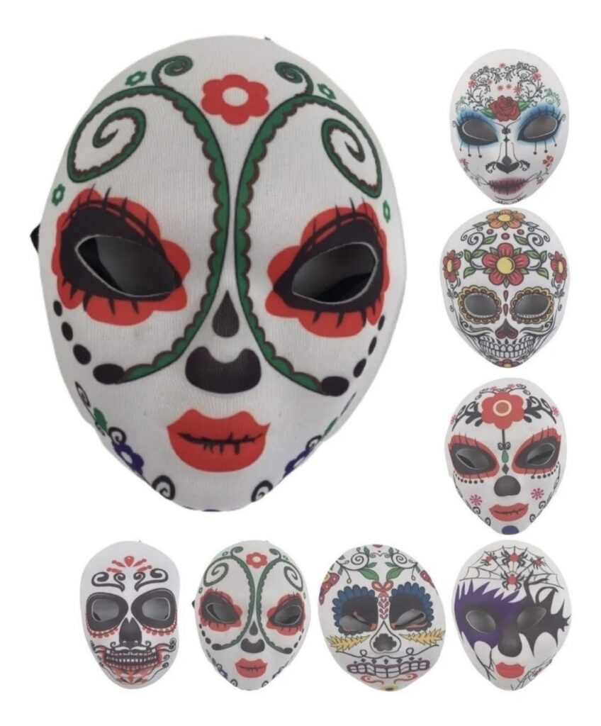 Máscara Catrina Calaca Mexicana Dia De Los Muertos Halloween