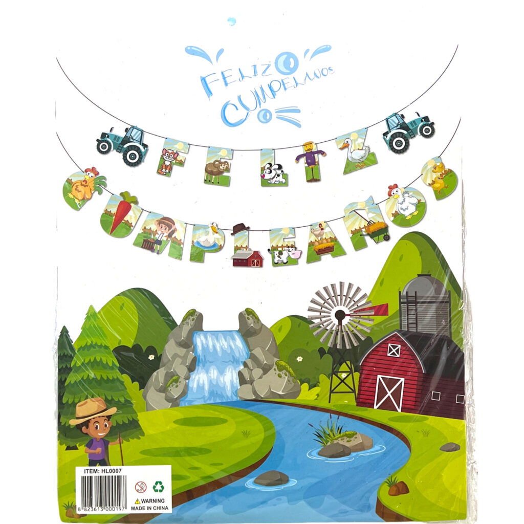 Cartel feliz cumpleaños granja
