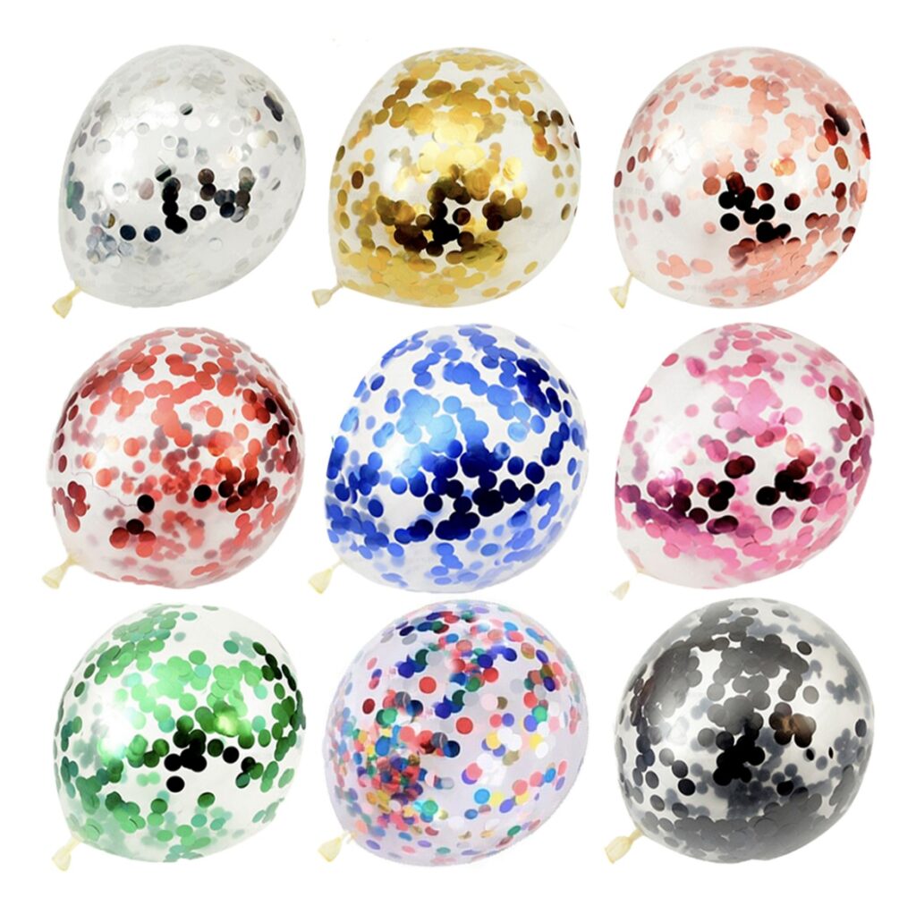 100 unidad Globos Latex Transparente + Confetti Color Ovalado