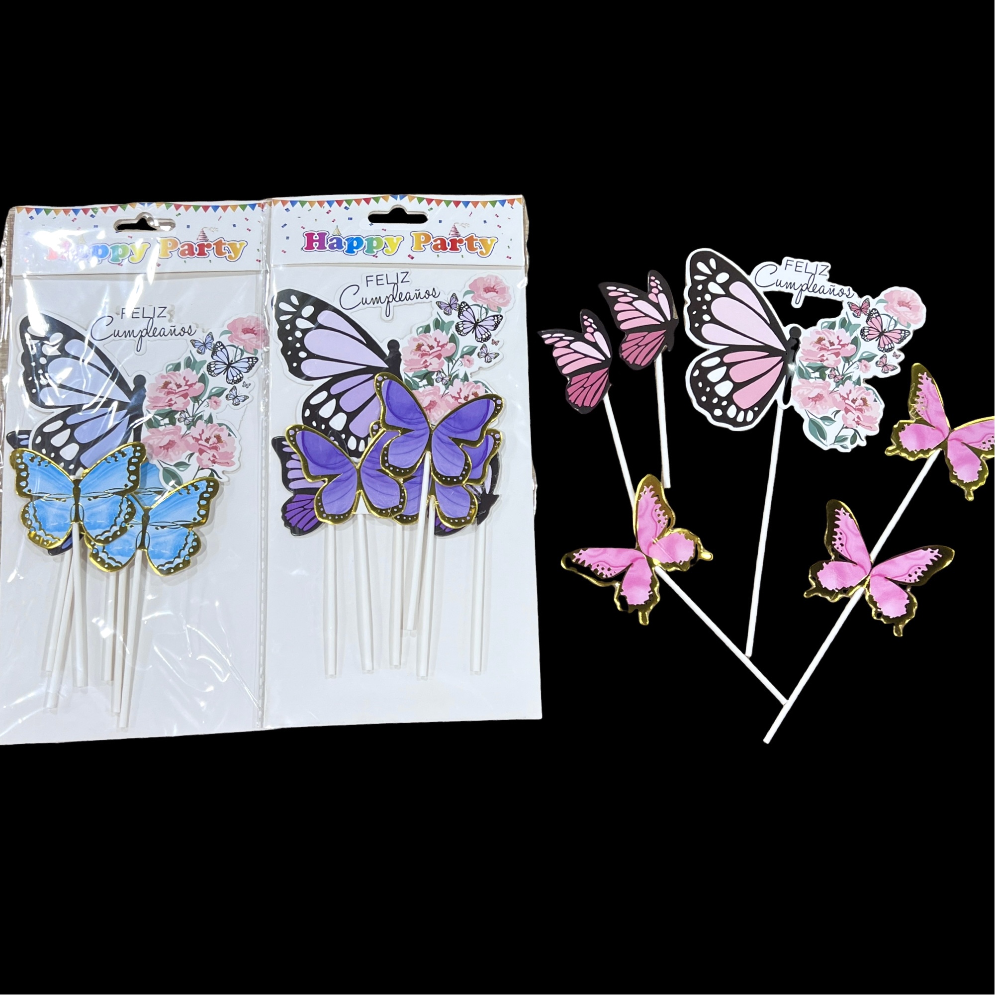 topper de mariposas con flores